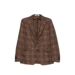 Tagliatore Checked Virgin Wool Blazer - Brown