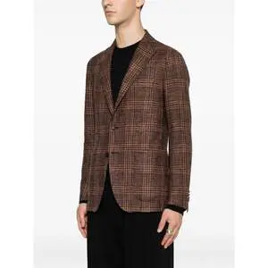 Tagliatore Checked Virgin Wool Blazer - Brown