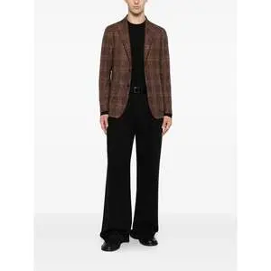 Tagliatore Checked Virgin Wool Blazer - Brown