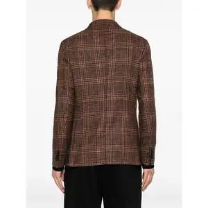 Tagliatore Checked Virgin Wool Blazer - Brown