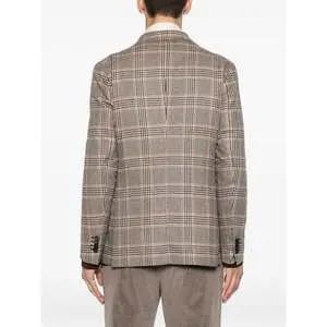 Tagliatore Checked Virgin Wool & Cashmere Blazer - Brown