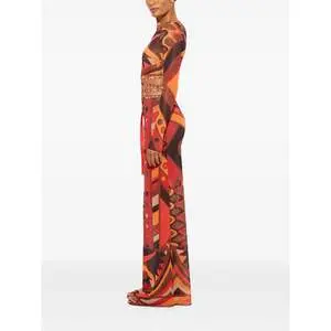 Emilio Pucci Printed Tulle Long Sleeve Top