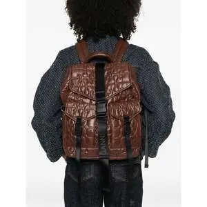 GANNI Quilted Backpack - Brown