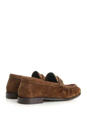 Saint Laurent Suede Moccasin Loafers With Casaandre Logo