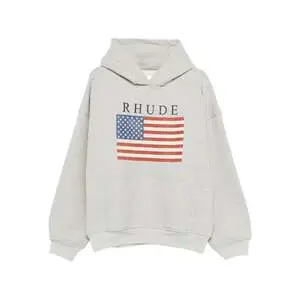 Rhude Grey Graphic Print Hoodie - Gray