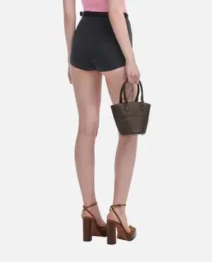 SELF-PORTRAIT Grey Knit Shorts With Pocket Detail