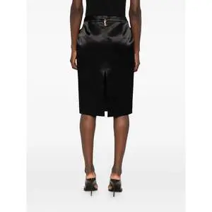 Saint Laurent Satin Skirt With Cassandre Charm