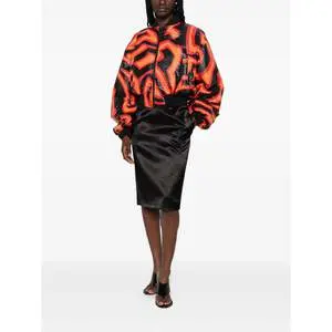 Saint Laurent Satin Skirt With Cassandre Charm