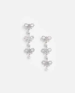 SELF-PORTRAIT Micro Bow Pearl Drop Earrings - Multicolor