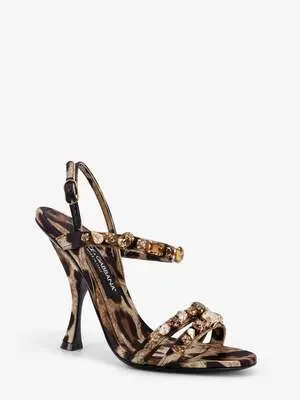 Dolce & Gabbana Embellished Animal Print Satin Sandals