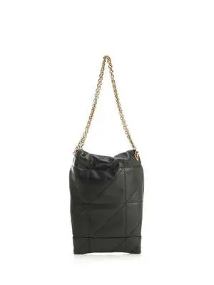 Saint Laurent Lambskin Quilted Bucket Bag With Gold Tone Chain Strap - Black