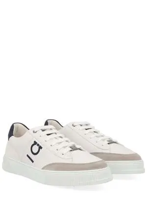 FERRAGAMO Gancini Leather Lace-up Sneakers - Black