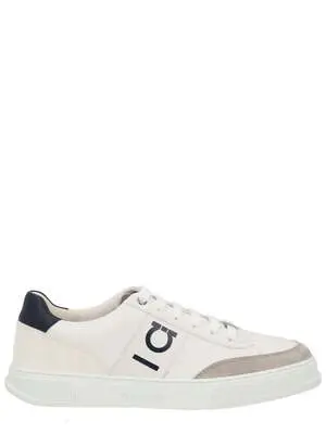 FERRAGAMO FERRAGAMO Gancini Leather Lace-Up Sneakers Black