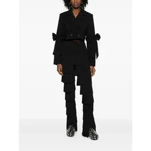 GANNI Double-breasted Cropped Jacket With Bow Detailing