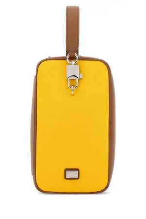 Dolce & Gabbana Two-tone Leather And Canvas Lock Handbag - Multicolor