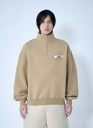 Jacquemus Le Camionneur Gros Grain Zip Sweatshirt - Cream