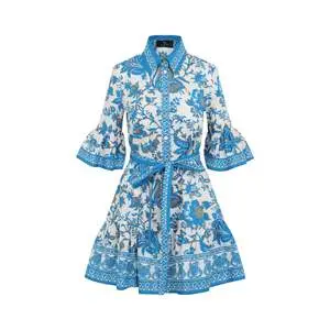 Etro Printed Cotton Mini Dress With Self-tie Belt