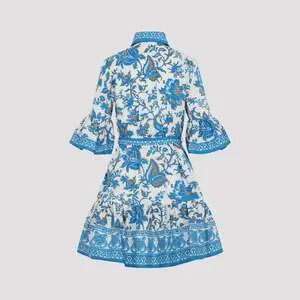 Etro Printed Cotton Mini Dress With Self-tie Belt