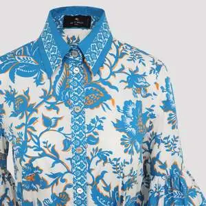 Etro Printed Cotton Mini Dress With Self-tie Belt