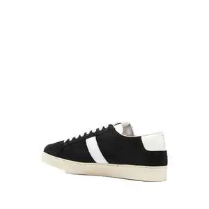 TOM FORD Suede Low-top Sneakers With White Stripe Detail - Black