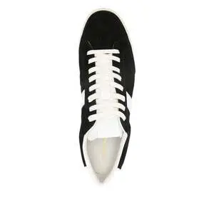 TOM FORD Suede Low-top Sneakers With White Stripe Detail - Black