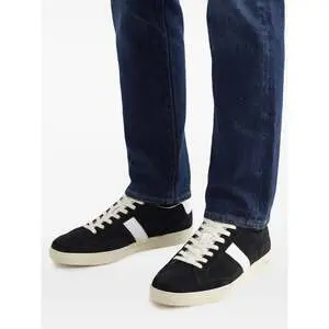 TOM FORD Suede Low-top Sneakers With White Stripe Detail - Black