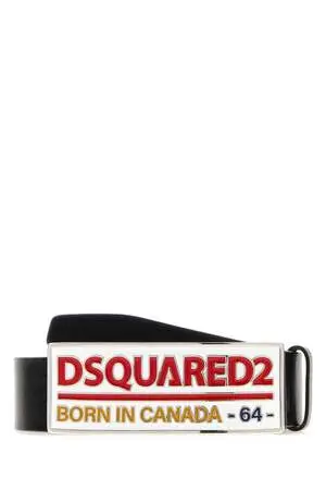 Dsquared2 Leather Belt With Silver Tone Hardware - Black