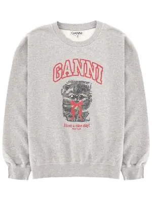 GANNI Ganni Printed Sweatshirt Gray