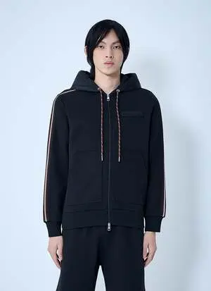 Moncler Zip-up Hoodie With Logo Detail - Black
