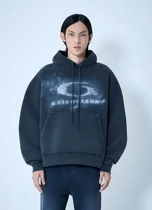 Balenciaga Oversized Logo Hoodie - Blue