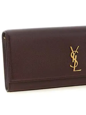 Saint Laurent Kate Clutch In Grain De Poudre Leather With Cassandre Decoration - Multicolor
