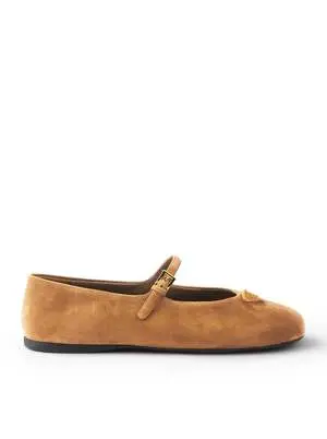 Prada Suede Ballerinas With Metal Buckle