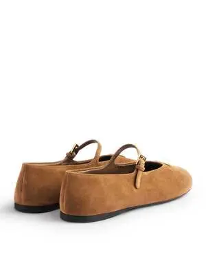 Prada Suede Ballerinas With Metal Buckle
