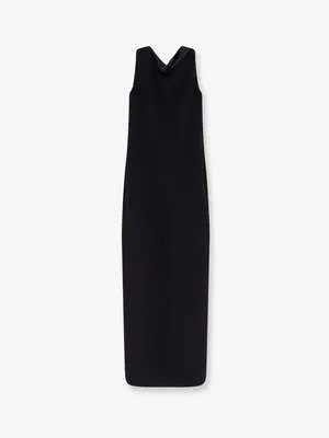 Max Mara Sleeveless Long Dress With Satin Trim - Multicolor