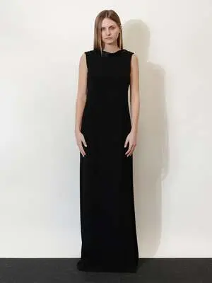 Max Mara Sleeveless Long Dress With Satin Trim - Multicolor