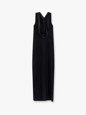 Max Mara Sleeveless Long Dress With Satin Trim