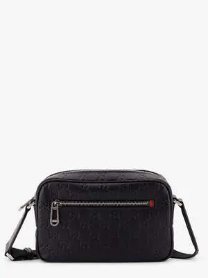 Gucci Gg Emblem Leather Crossbody Bag - Black
