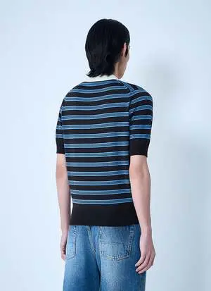 WALES BONNER Striped Knit Polo Shirt