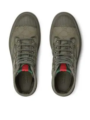 Gucci Gg Canvas Combat Boots With Web Detail