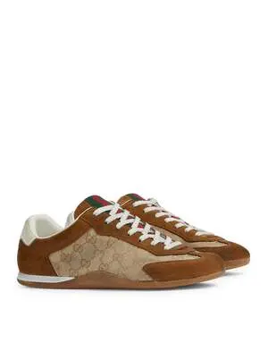 Gucci Canvas And Suede Lace-up Low-top Sneakers