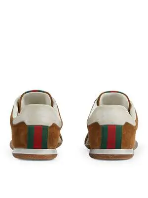 Gucci Canvas And Suede Lace-up Low-top Sneakers