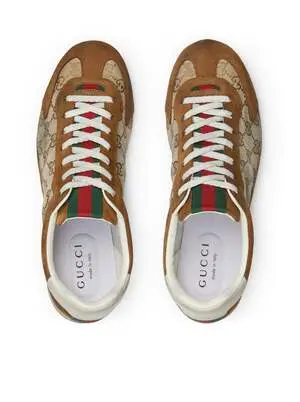 Gucci Canvas And Suede Lace-up Low-top Sneakers
