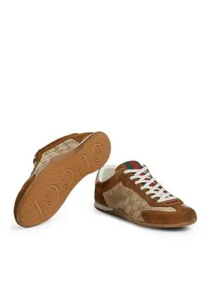 Gucci Canvas And Suede Lace-up Low-top Sneakers