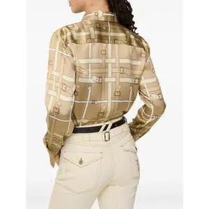 Burberry Belt Buckle Pattern Viscose Shirt - Cream