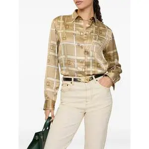 Burberry Belt Buckle Pattern Viscose Shirt - Cream