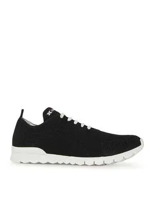 Kiton Knit Running Sneakers With Red Tipped Laces - Black