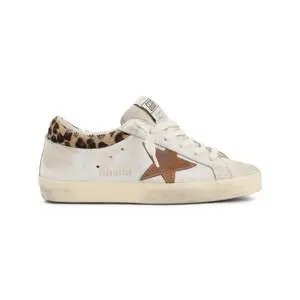 GOLDEN GOOSE Superstar Distressed Leather Sneakers With Leopard Print Detail