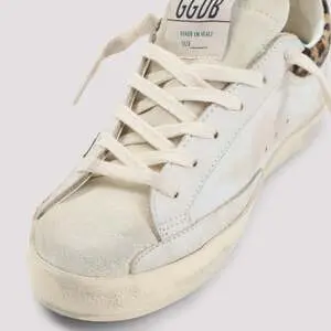 GOLDEN GOOSE Superstar Distressed Leather Sneakers With Leopard Print Detail