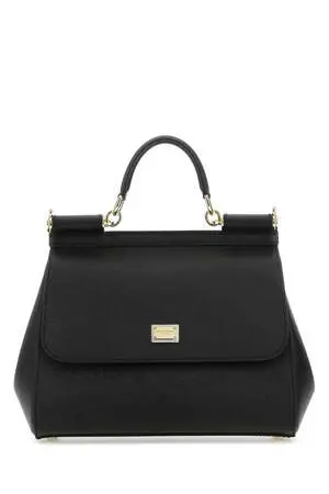 Dolce & Gabbana Leather Medium Sicily Handbag - Black