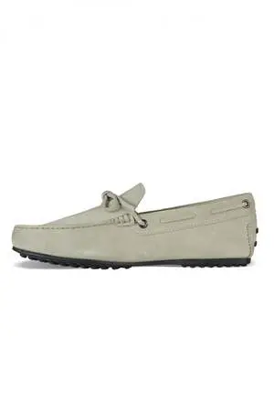 TOD'S Suede Loafers With Tie Fastening - Gray